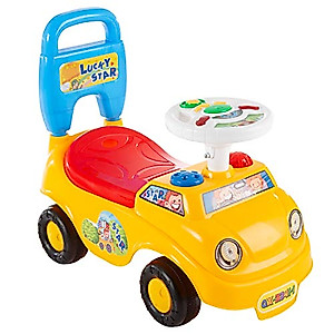 Lil' Rider Kids Push Car – Scoot and Ride Car Walker with Steering Wheel, Lights, Sounds, Music for Babies and Toddlers – Learning to Walk Toys