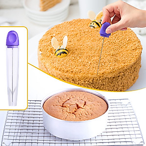 Cake Tester 4 Pieces Stainless Steel Baking Tester with Cover Reusable Metal Cake Tester Mini Cupcake Tester Baking Cake Tester Needle Sticks for Bread Pastry Biscuit Muffin Cookie Baking Tools