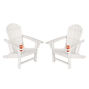 TLSUNNY Adirondack Chair, Outdoor Weather Resistant Fire Pit Campfire Chair, Oversized HDPE Resin Patio Chairs with Cup Holder, Easy Installation, for Garden, Backyard, Deck, Porch, Beach