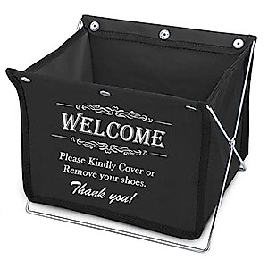 Foldable Fabric Storage Box for Disposable Shoe Covers or Booties (Includes 10 Pairs of Shoe Covers)! Great for Realtor Listings and Open Houses. Ideal for Realtors, Contractors, Painters! (Black)