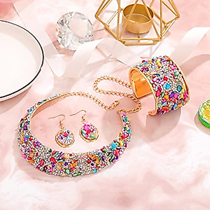 K-toobeely 3pcs Colorful Stone Rhinestone Collar Gold Metal Necklace Sets For Women Bib Choker Collars Necklaces Jewelry Accessories
