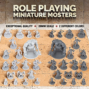 Path Gaming 38 Miniatures Fantasy Tabletop RPG Figures for Dungeons and Dragons, Pathfinder Roleplaying Games. 28MM Scaled Miniatures, 10 Unique Designs, Bulk Unpainted, Great for D&D/DND