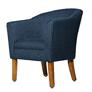 HomePop Barrel Shaped Accent Chair,Arm Rest, WOOD AND POLYESTER,Blue Medium
