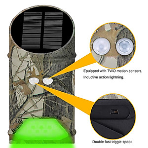 LILBEES Solar Powered Hog Feeder Light with Motion Sensor for Hog,Deer Feeder,Predator Coyote Pig Varmint,Campact Camouflage Design for Out Door Hunting with Green Lights(G300)(Pack of 2)