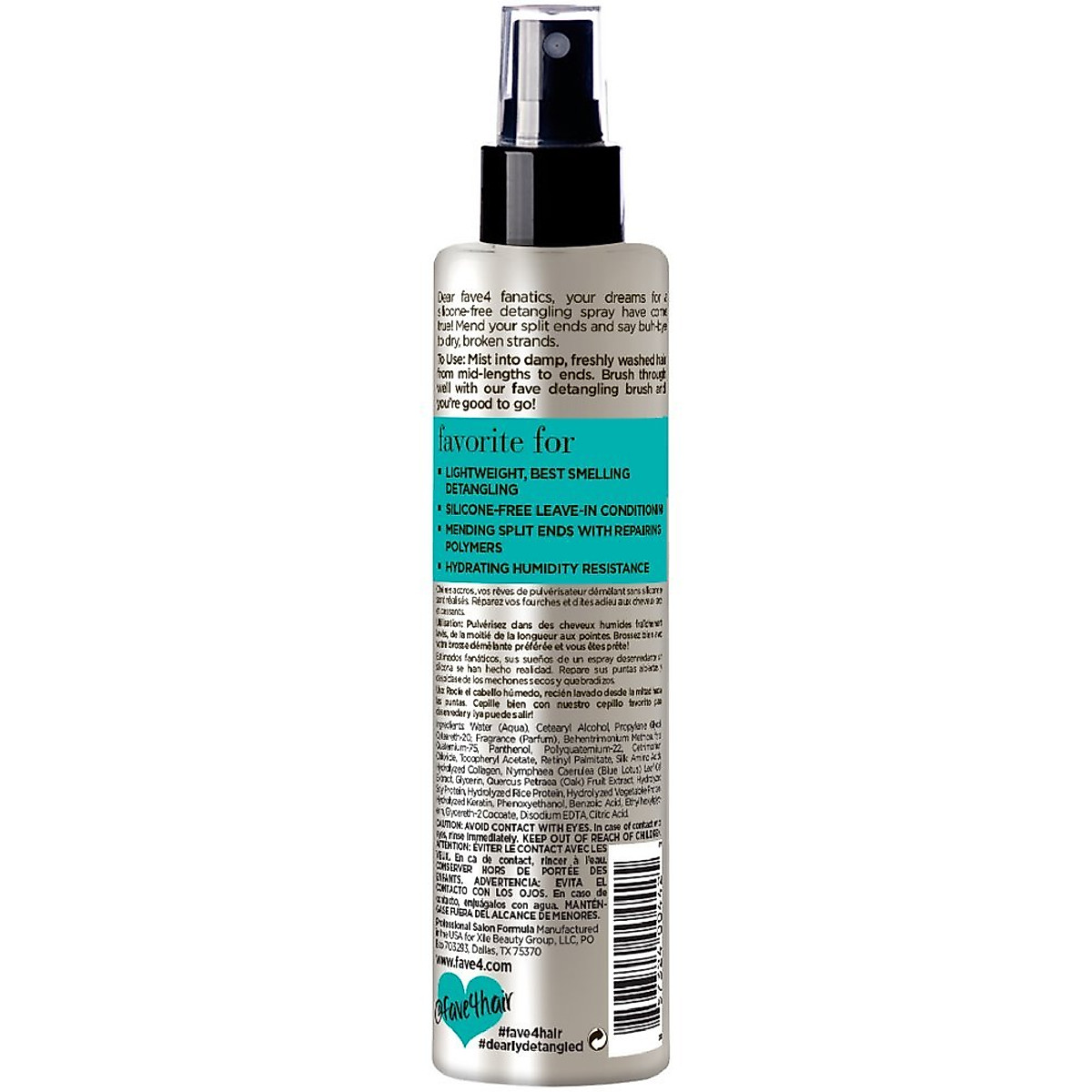 fave4 hair Dearly Detangled Leave In Conditioner & Detangler Spray, Silicone Free, 7.2 fl oz