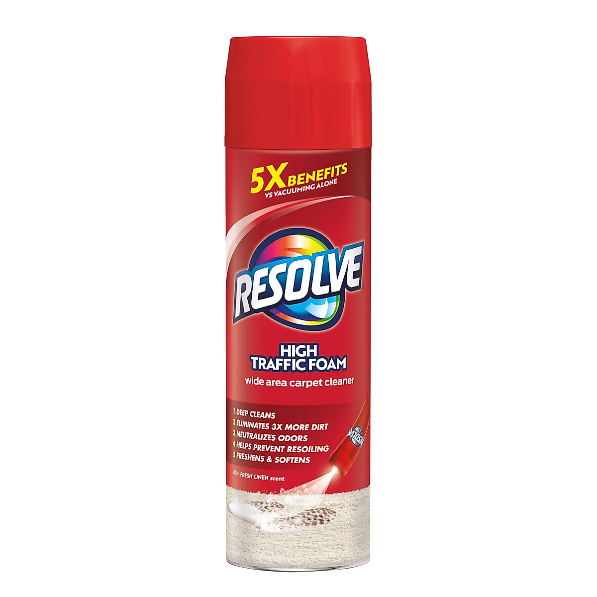 Resolve High Traffic Carpet Foam, 22 oz Can, Cleans Freshens Softens & Removes Stains