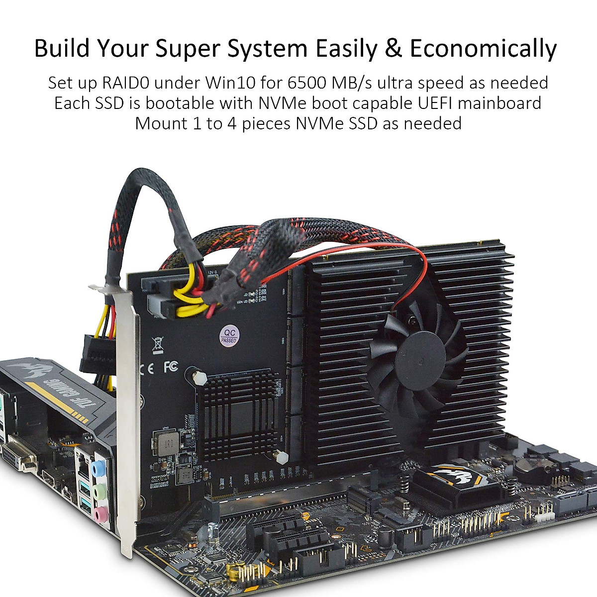 A ADWITS Quad M.2 NVMe SSD PCIe X16 Adapter,ASM2824 PCI Express 3.0 X16 Switch to 4 Ports M.2 Adapter Card,Supports RAID,PCIe Bifurcation,4 X4 NVMe(AHCI Compatible)M.2 SSD in Size 2242/2260/2280/22110