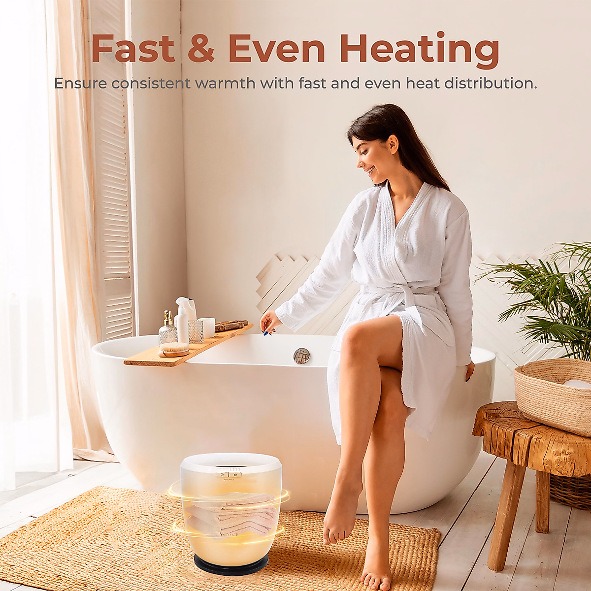 SereneLife Counter Towel Warmer Bucket - with Customized Fragrance for Spa and Bathroom, Luxury Towel Heater, Auto Shut off, Fits 1 large Towel, Blanket, Bathrobe, PJs (Black)