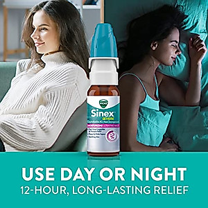 Vicks Sinex Severe Nasal Spray with Moisturizing Ultra Fine Mist, Decongestant for Stuffy Nose Relief from Cold, Allergy, Sinus Pressure - 265 Sprays