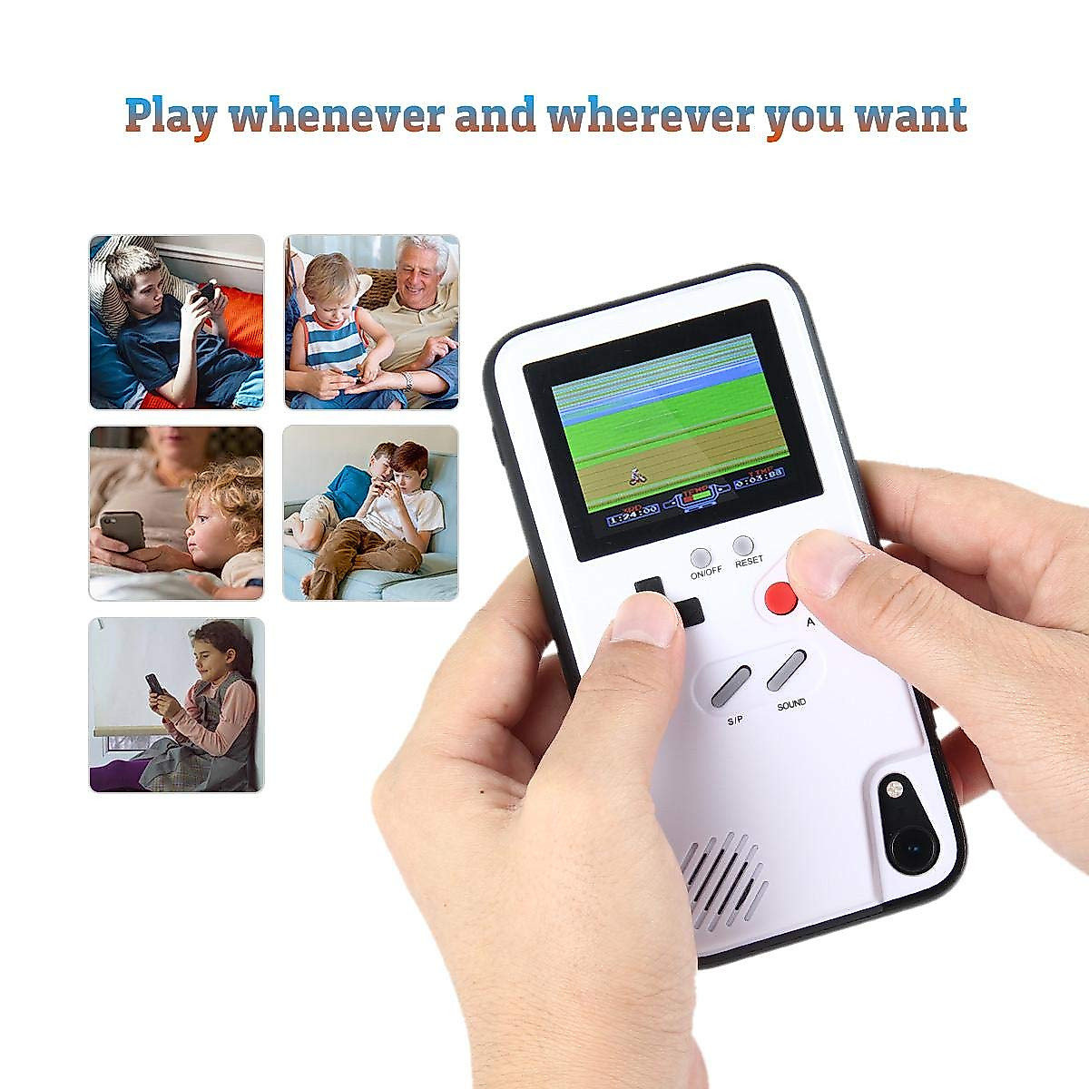 DokFin Shockproof Retro 3D Gameboy Silicone Cover with 36 Classic Games, Colour Display for iPhone X/Xs/XR/Xmax, iPhone 8/8 Plus/7/7 Plus (White)