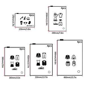 Travel Storage Bags, 20 Pcs Clothes Packaging Bags, Plastic Ziplock Bags, Reusable Frosted Resealable Clothing Zipper Bags Pouch for Travel Shoes Clothes Cosmetics Storage Bag