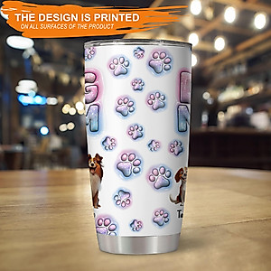 Personalized 2D Dog Mom Stainless Steel Tumbler, Fur Mom, Forever Loved, Mothers Day Birthday Gifts For Women, Pet Lover, Custom Coffee Tumbler For Dog Lover Gifts