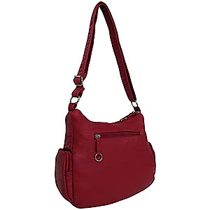 Bueno of California Smooth Faux Leather Shoulder, Spring Berry