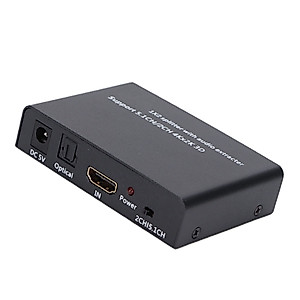 4K HD Multimedia Interface Splitter, Easy to Install DAC Chip Black Iron Box Audio Converter 5.1CH/2CH with Status Indicator Lamp for HDTV