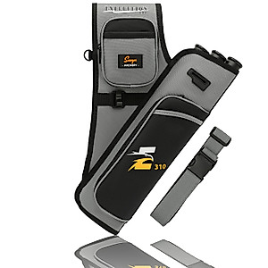 SUNYA Archery Hip Quiver for Arrows. Includes 3 Arrow Tubes, Nylon Belt, Pouch for Finger Tab and Thumb Release. Archery Quiver (Charcoal Grey)