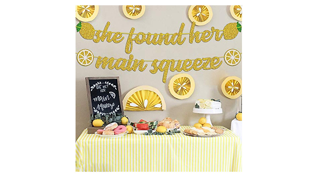 OKUSUN Main Squeeze Lemon Banner for Bridal & Bachelorette Parties