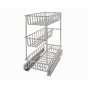 ClosetMaid 32105 Premium Wide 3-Tier Compact Kitchen Cabinet Pull-Out Basket, 8.75-Inch