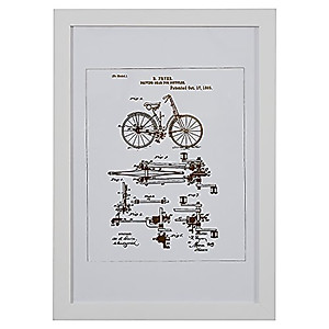 Amazon Brand – Rivet Black and White Vintage Bike Print in White Frame, 15" x 21"