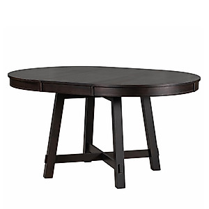 JIJIWANG Farmhouse Round Extendable Dining Table with 16" Leaf,Kitchen Table for 4-6,Table for Living Room,Home(Espresso)