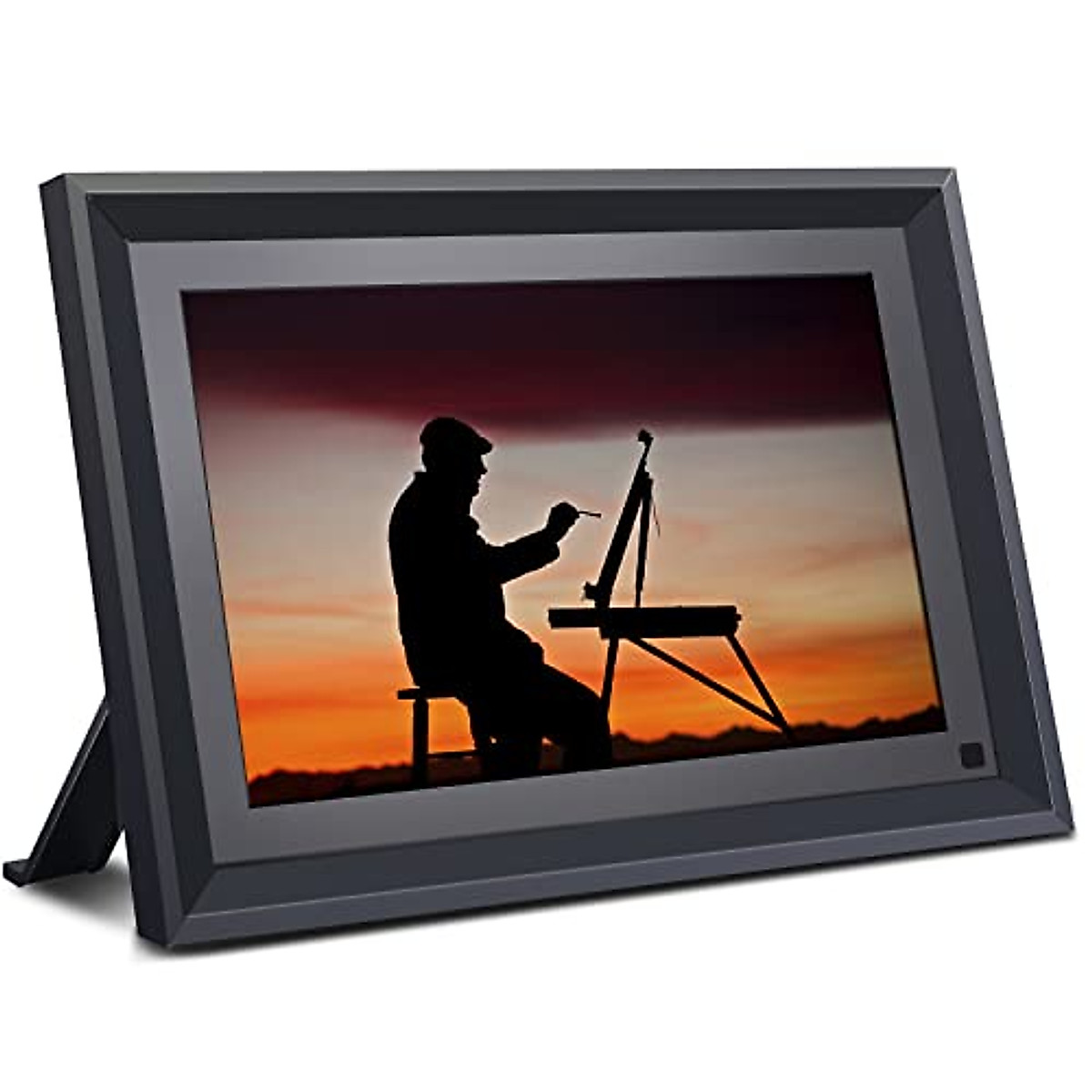 AOCWEI Digital Picture Frame WiFi 10.1 Inch Wood Electronic Photo Frame with 16GB Storage, Motion Sensor, HD IPS Touch Screen, Share Photos or Videos via Free APP/Email, USB Drive & TF Card (Black)