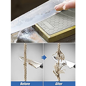 2PCS Diamond Sharpening Stone, Kalolary Knife Sharpener Stone Whetstone Honeycomb Surface Diamond Sharpener Plate with Non-slip Base for Pocket Knives Scissors, Outdoor Kitchen Tools (600/1200 Grit)