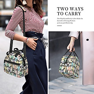 Juoritu Hipster Cute Cats Insulated Lunch Bag with Straps, Lunch Box for Women and Men, Waterproof Tote Bag for Office and Travel