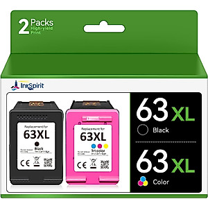 InkSpirit Remanufactured Ink Cartridge Replacement for HP Ink 63 Compatible with OfficeJet 3830 5255 5258 4650 4652 4655 Envy 4520 4512 4513 4516 DeskJet 1112 2130 3630 3632 3634 2130 2132 Printer