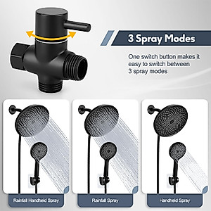 Lanhado 8.5'' Matte Black Shower With Handheld Spray, High Pressure Rainfall Head and Anti-Leak Holder, 4 Settings, Waterfall Upgrade