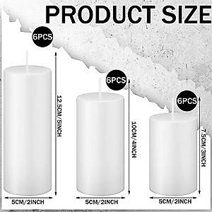 MTLEE 18 Pcs White Pillar Candles Long Burning Candles Bulk Unscented Candles for Wedding Church Party Spa Lantern Fireplace Restaurants Home Household Decor 2 x 3 Inch, 2 x 4 Inch, 2 x 5 Inch