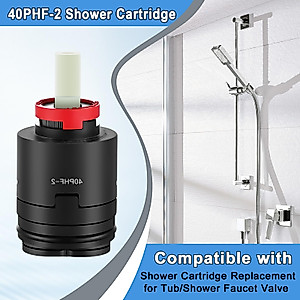 Vayolli 40PHF-2 40mm Pressure Balance Cartridge, Shower Cartridge Replacement, Faucet Cartridge Replacement for Tub/Shower Faucet Valve (with Distributor) Height 3.1 in (79 mm) Width 1.57 in (40 mm)