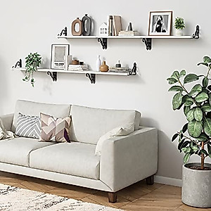 White Wall Shelves for Bedroom Aesthetic Set of 4, Wood Floating Bookshelf for Bedroom Storage, Small Wall Mounted Shelves for Women Kids Girls Room, Bathroom Organizer, Nursery Books, Office