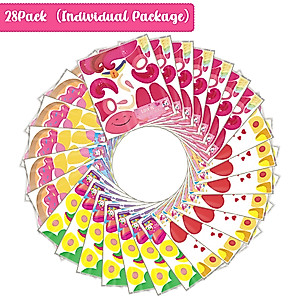 Xqumoi 28Pcs Valentine's Day Unicorn Wooden Sticks DIY Crafts Kit Exchange Gift with Creative Gift Cards Art Craft Ornament with Googly Wiggle Eyes Handmade Projects Party Decorations Favors for Kids