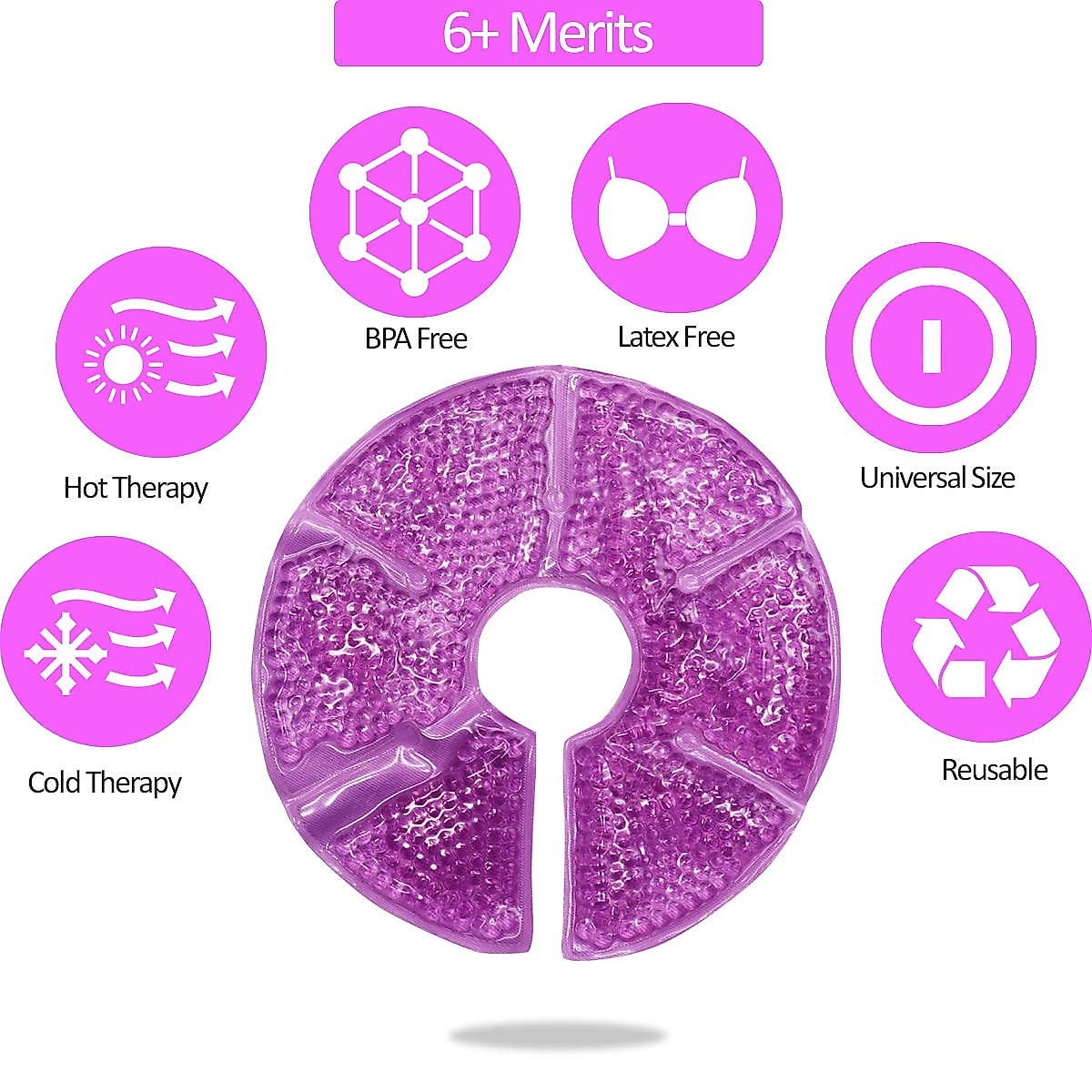 Breast Therapy Pads Breast Ice Pack, Hot Cold Breastfeeding Gel Pads, Boost Milk Let-Down with Gel Bead (Purple)