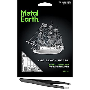 Metal Earth Black Pearl Pirate Ship 3D Metal Model Kit Bundle with Tweezers Fascinations