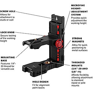 Firecore Multi-Function Laser Level Mount, Magnetic Bracket Adapter, Adjustable 1/4" and 5/8" Thread Wall Mounted Positioning Base with Spring Clip（FM80）