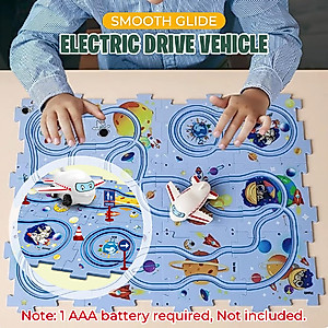 DIY Assembling Electric Trolley, 2024 New Upgrade Toddler Puzzle Track Play Set with Vehicles, Rail Car Building Toys Vehicle & Puzzle Board, Montessori Toys for Kids Ages 3+ (Dinasour)