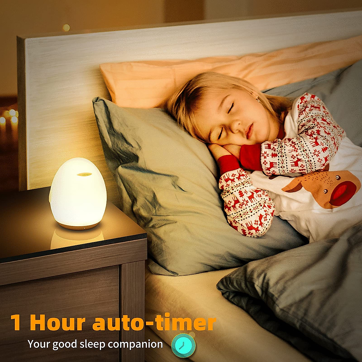 Loycco Baby Night Light, Rechargeable Night Lights for Kids Room with 8 Colors Changing, Dimmable Nursery Night Light with Touch Control, Timer, Night Light Lamp for Breastfeeding, Up to 100H