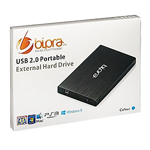 BIPRA 320Gb 320 Gb 2.5 Inch External Hard Drive Portable USB 2.0 - Blue - Ntfs