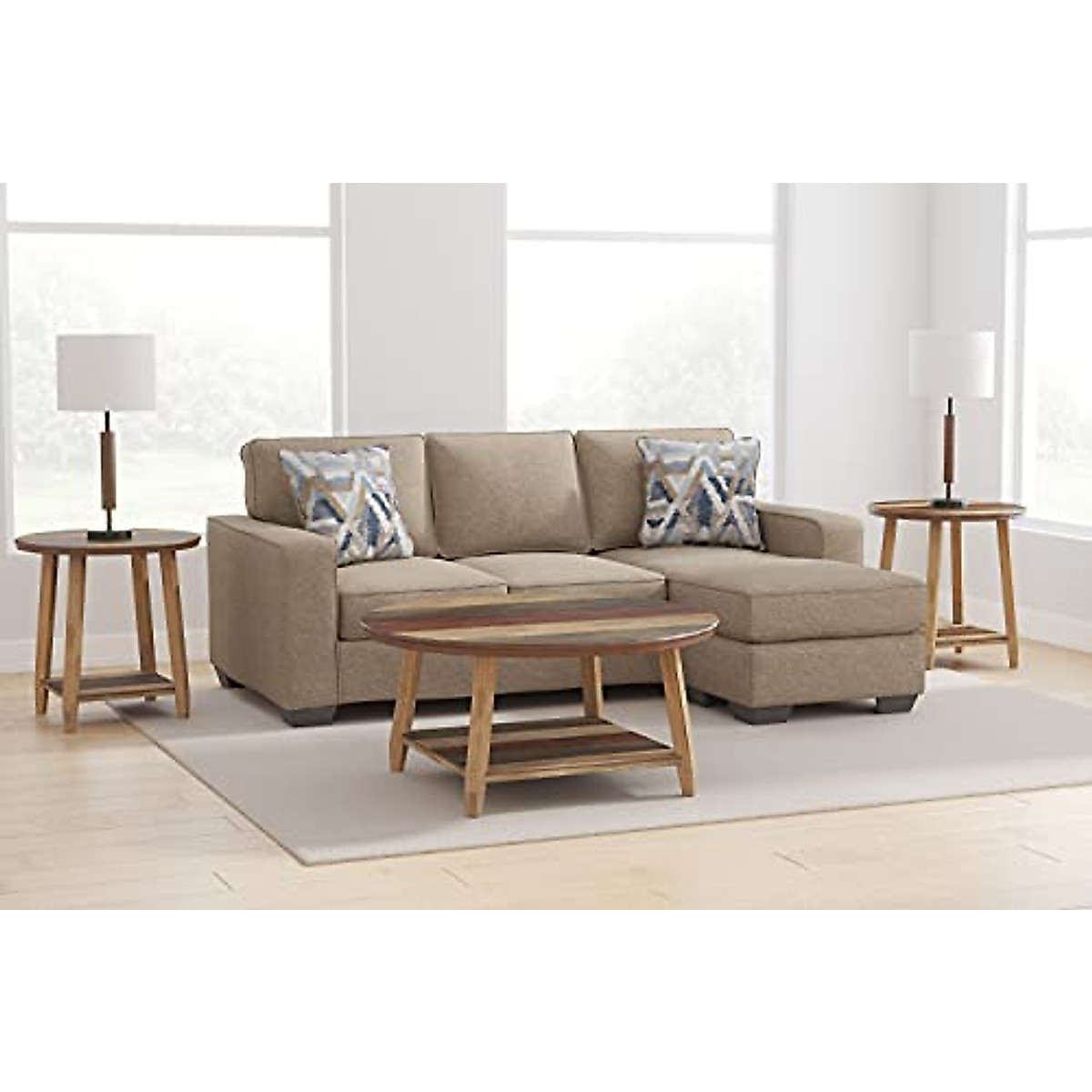 Signature Design by Ashley Greaves Modern Sectional Sofa Couch with Convertible Chaise Lounge, Gray