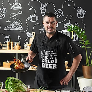 VAGAVY - Funny BBQ Apron for Men with Pockets - Bottle Opener and Gift Box Included - Black Barbeque Man Aprons, Dad, Husband - Birthday, Father’s Day Grilling Gifts for Papa, Husband