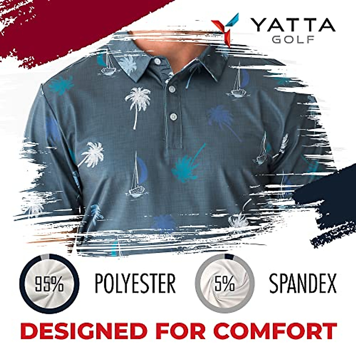 YATTA GOLF Standout Performance Golf Polo Shirts – Men’s – Pura Vida – L