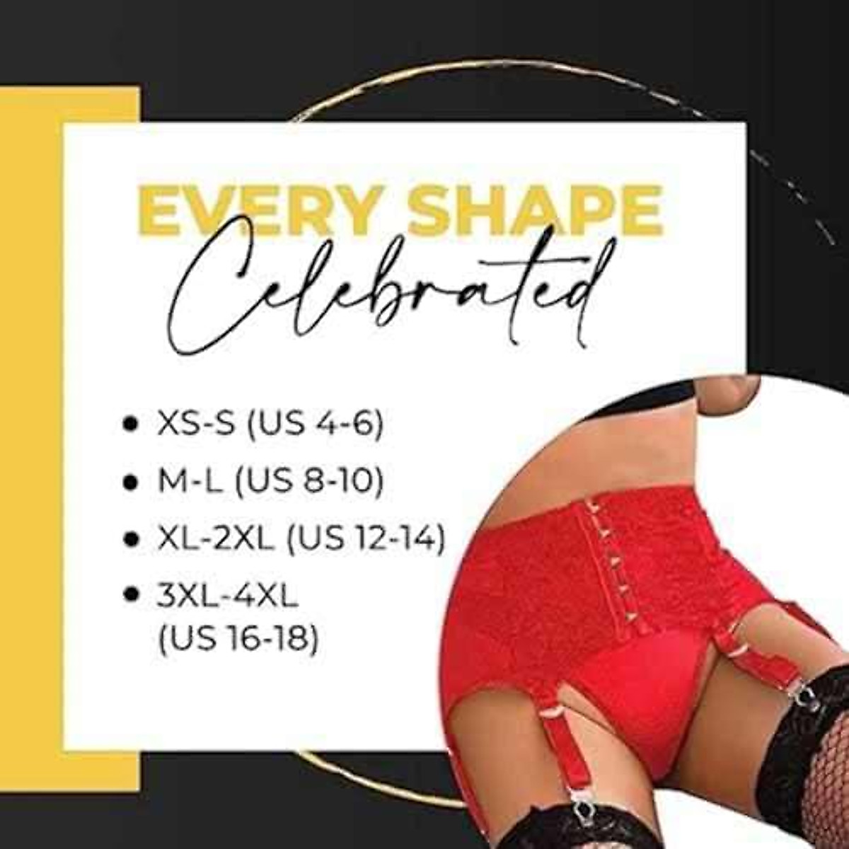 Love Salve Lingerie for Women - Sexy 2-Piece Garter Belt Set with Lace & Adjustable Straps - Valentine's Day Lingerie Women - Garter Belt with Stockings for Women - Perfect Fit & Curves Enhancement