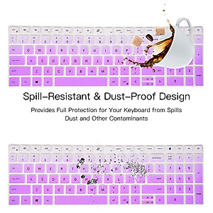 Keyboard Cover for 2022 New Dell Inspiron 15 5510 5515 5518 3510 3511 3515 3520 3525 3530 3535, Dell Vostro 15 3510 5510 5515 Laptop, Dell Latitude 3520 Keyboard Skin Protector, Ombre Purple