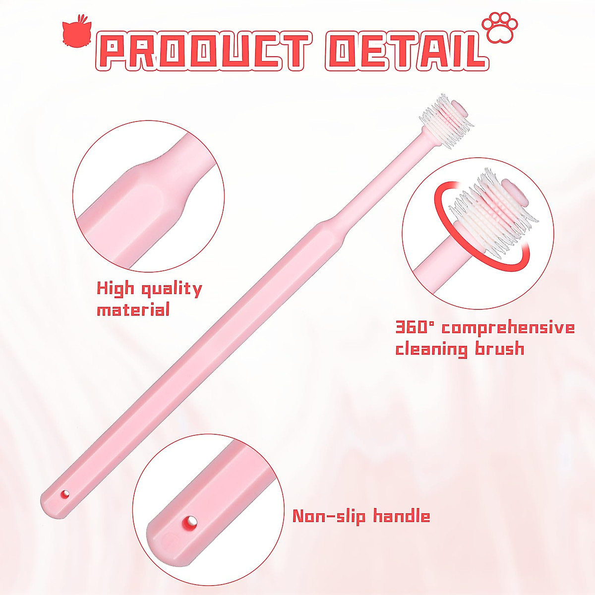 2 Pack Small Dog Toothbrush,360 Degree Silicone Cat Toothbrush Pet Dental Care Dog Oral Hygiene Deep Clean Pet Teeth Cleaning Kit Soft Bristles Friendly to Gums, Easy to Handle, Fresh Breath - Medium