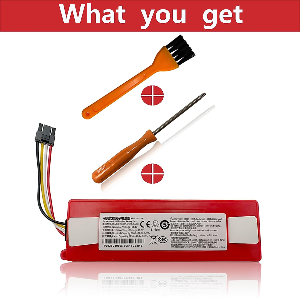 Anepoch 14.4V 6800mAh Replacement Vacuum Cleaner Battery for Xiaomi Vacuum Robotics Roborock S5 S6 S7 S50 S51 S52 S55 T4 T6 T7 T60 T61 T65 E4 E20 E25 E35 C10 CT10 Li-ion Robot Cleaners