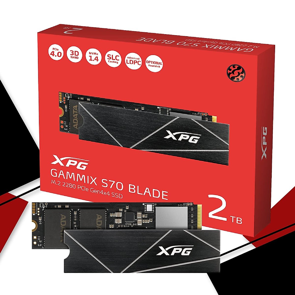 XPG 2TB GAMMIX S70 Blade PCIe Gen4 M.2 2280 Internal Gaming SSD Lancer DDR5 RGB 5200MHz 32GB (2x16GB) Desktop Memory Bundle (AGAMMIXS70B-2T-CS AX5U5200C3816G-DCLARBK)