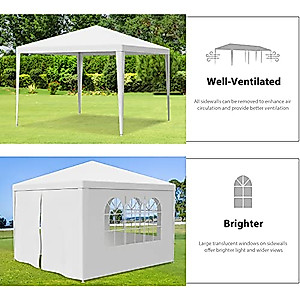Smartxchoices 10' X 10' Gazebo Canopy Outdoor White Waterproof Tent with Sidewalls and Windows Heavy Duty Tent for Party Wedding Events Beach BBQ (White) …