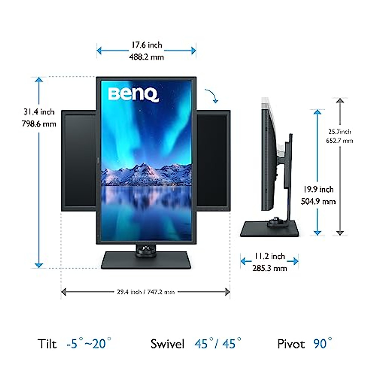 BenQ SW321C Photo Video Editing Monitor 32" 4K UHD | 99% AdobeRGB,100% sRGB,95% P3 | IPS | Hardware Calibrated | 16 bit 3D LUT | DeltaE ≤2 | Uniformity | HLG | AQCOLOR | Ergonomic | USB-C(60W) , Black