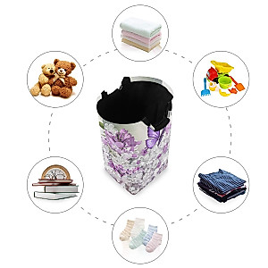senya Butterflies Flowers Purple Large Storage Basket Collapsible Organizer Bin Laundry Hamper for Nursery Clothes Toys