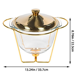 YARDWE Round Chafing Dish Buffet Set: Chafing Dish Round Buffet Warmer Chafer Set Glass Food Pan Water Pan Fuel Holders for Buffet Wedding Parties Banquet Catering Events